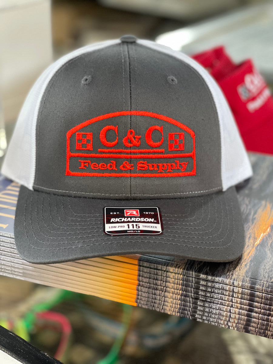 C&C Hat Grey & Red 06 – C&C Feed Store