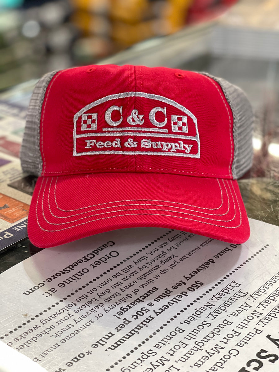 C&C Soft Top Hat Red & Grey – C&C Feed Store