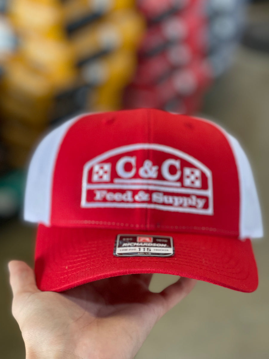 C&C Hat Red & White 01 – C&C Feed Store