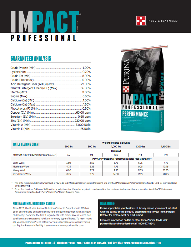 Purina Impact Professional Performance – C&C Feed Store